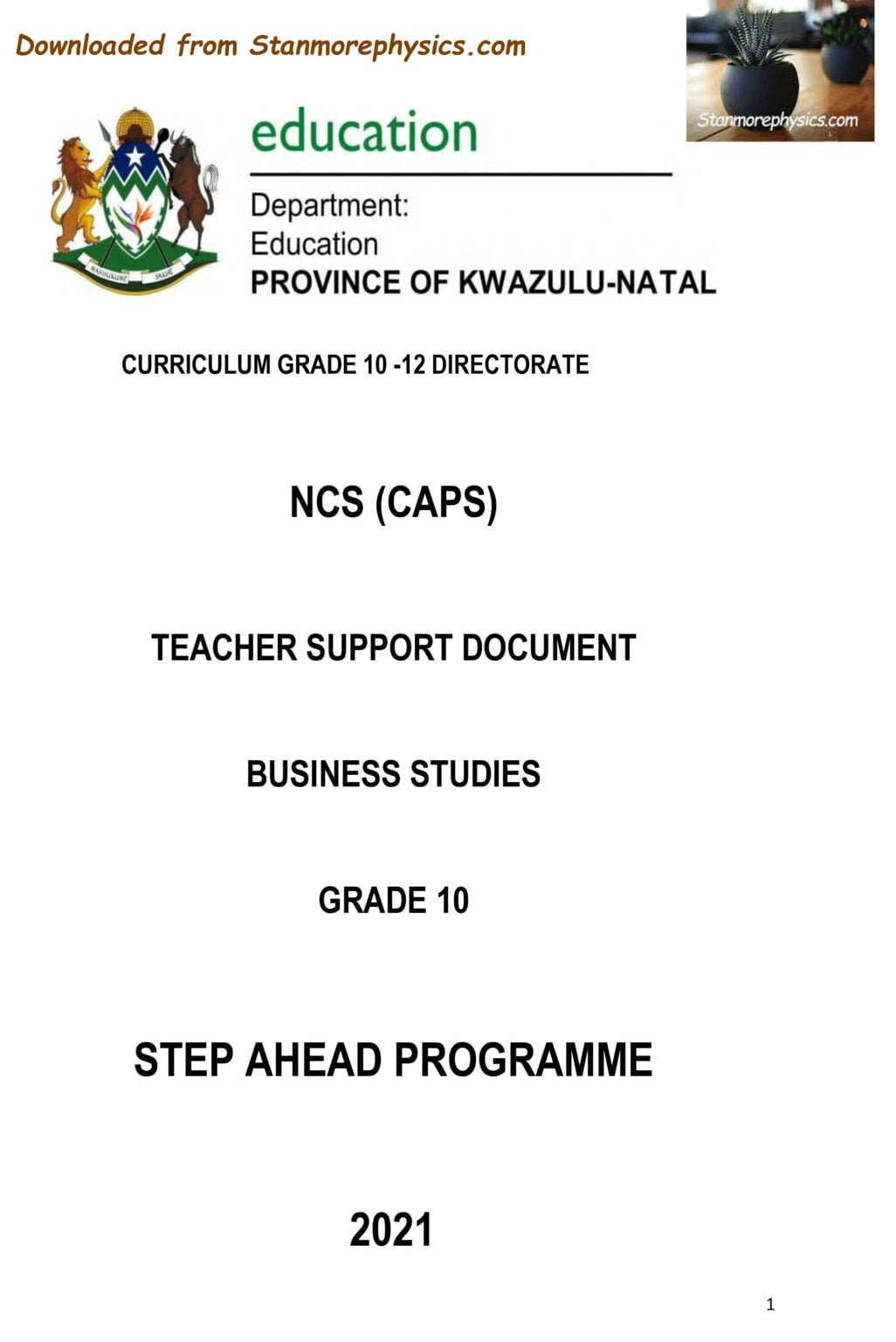 Business Studies 10 - STANMORE SECONDARY