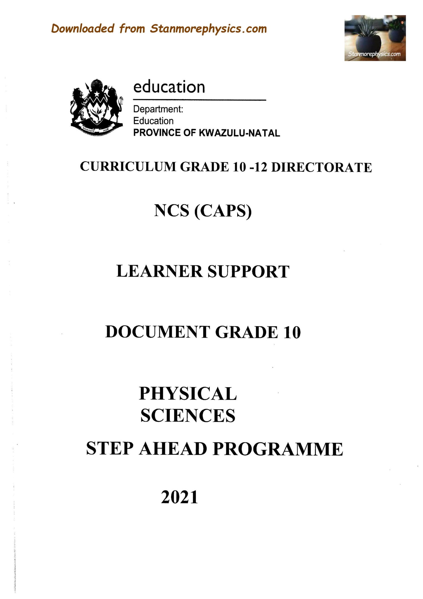 Study Notes Physical Science Grade 10 STANMORE SECONDARY Study Notes Physical Science Grade 10 STANMORE SECONDARY