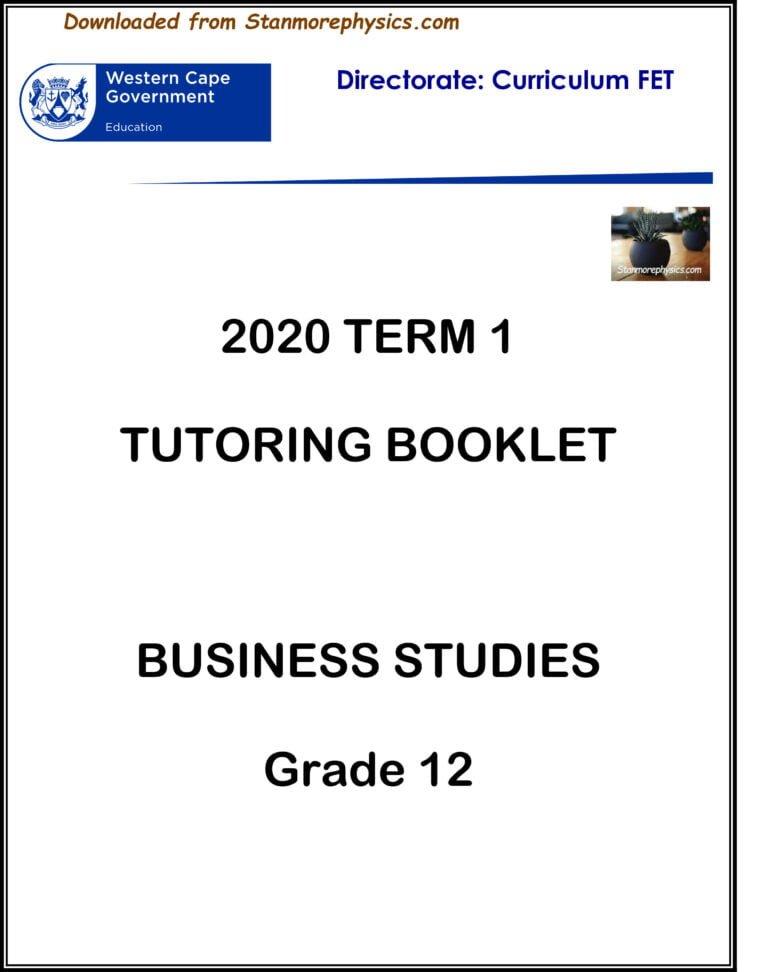 Business Studies study Notes for grade 12