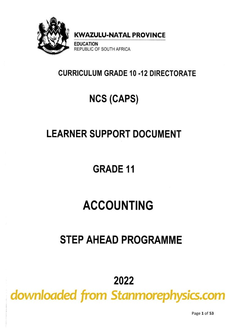 Accounting exam papers and study Notes for grade 11