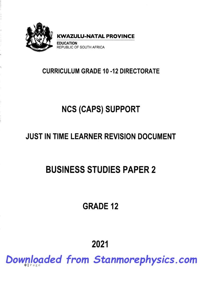 Business Studies study Notes for grade 12