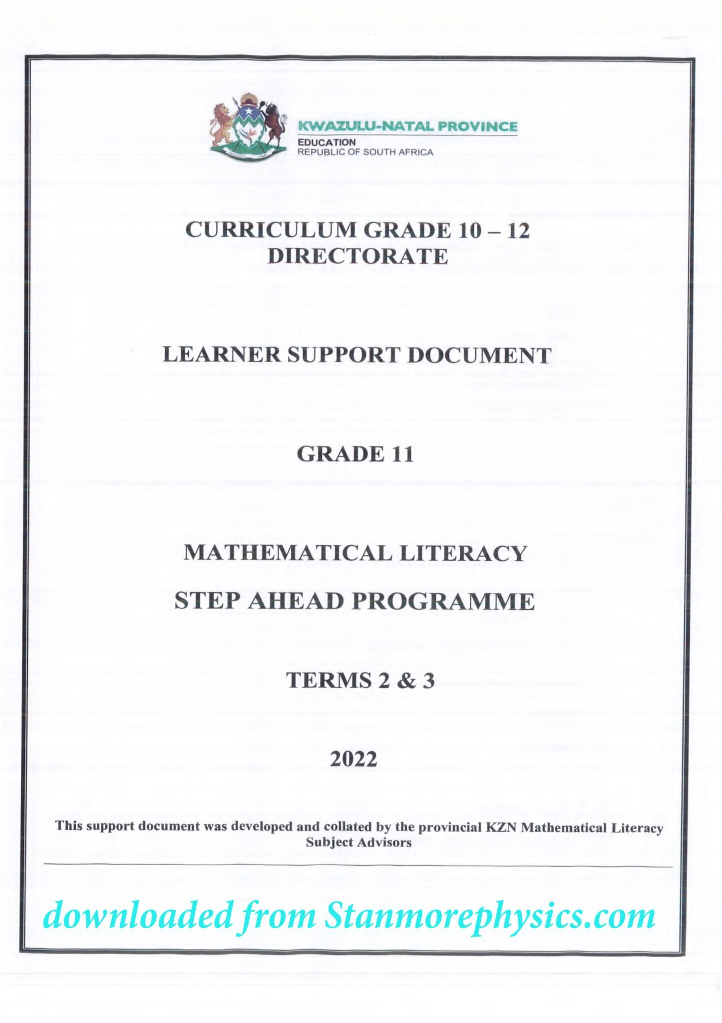Maths Literacy Exam Papers And Study Notes For Grade 11