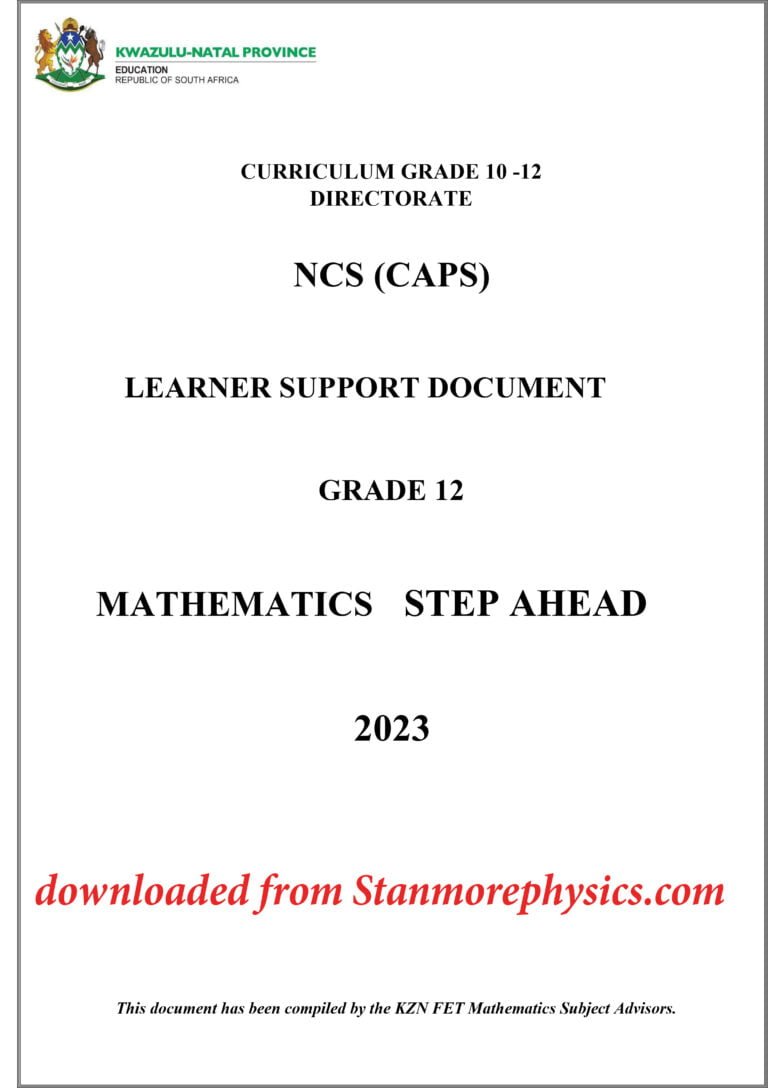 Maths study notes for grade 12. These Notes are for Papers 1 and 2
