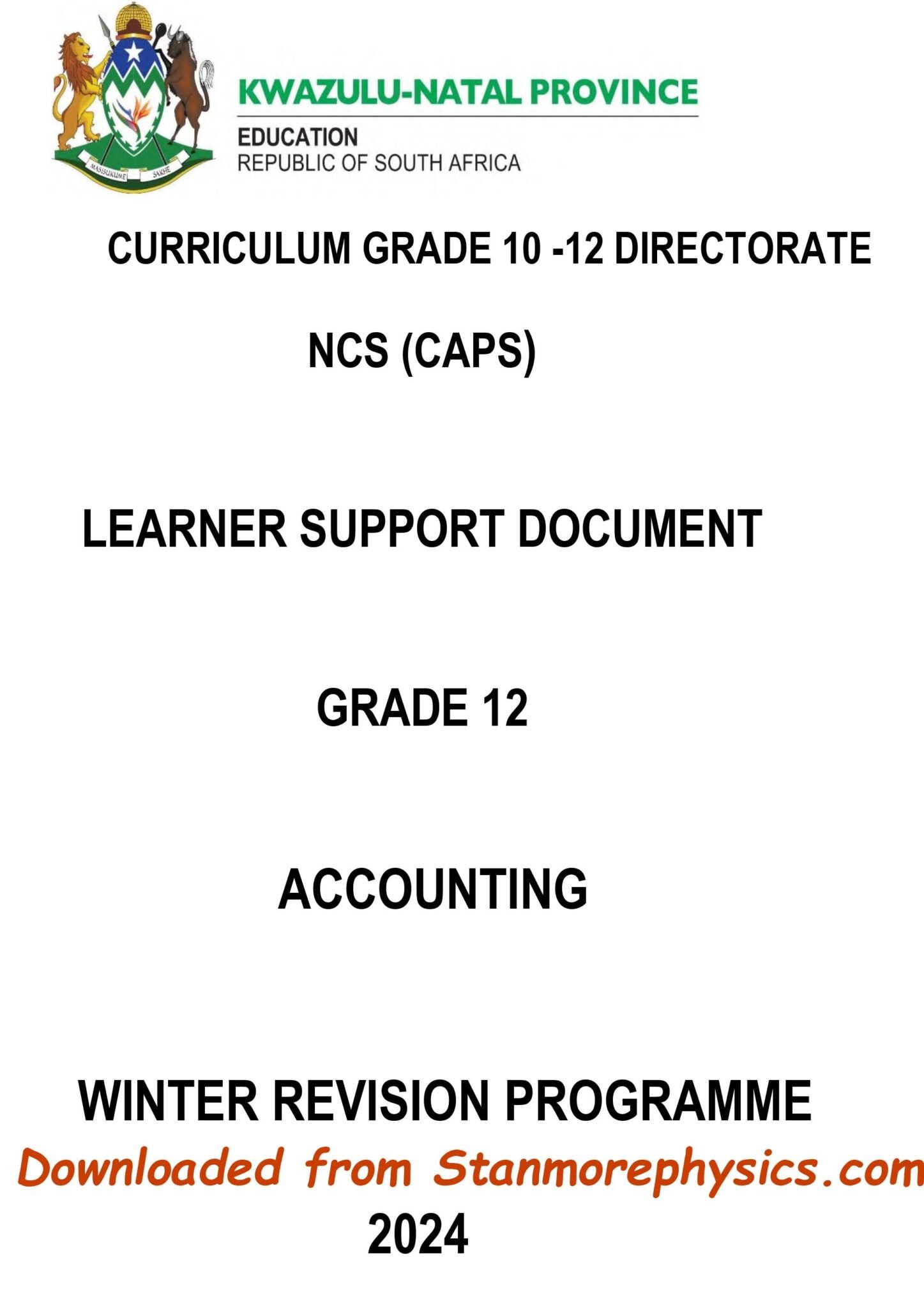 Study Notes for grade 12 Accounting Learners with latest information