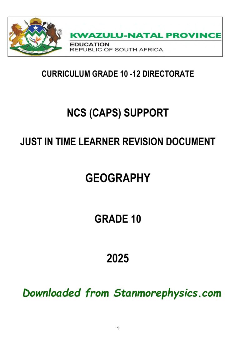 Geography exam papers and study material for grade 10