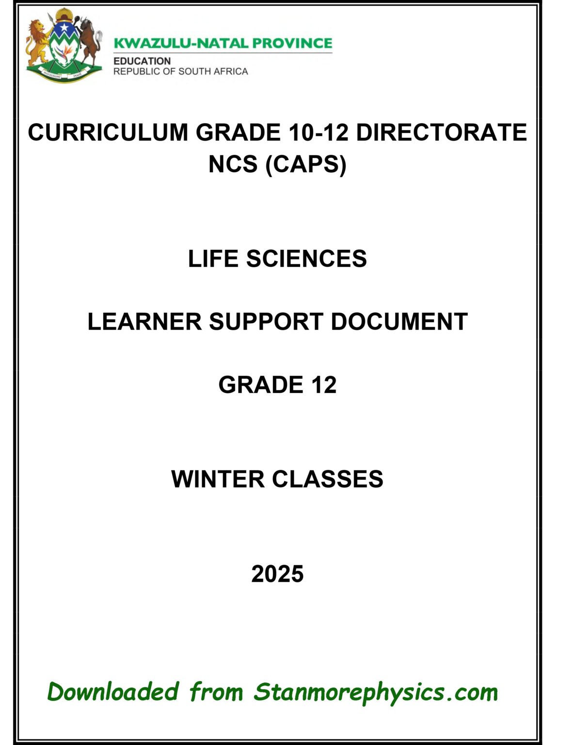 Life Sciences(Grade 12) - STANMORE SECONDARY