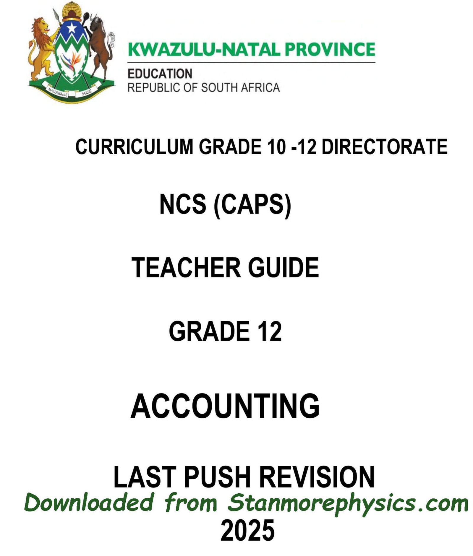 Study Notes for grade 12 Accounting Learners with latest information