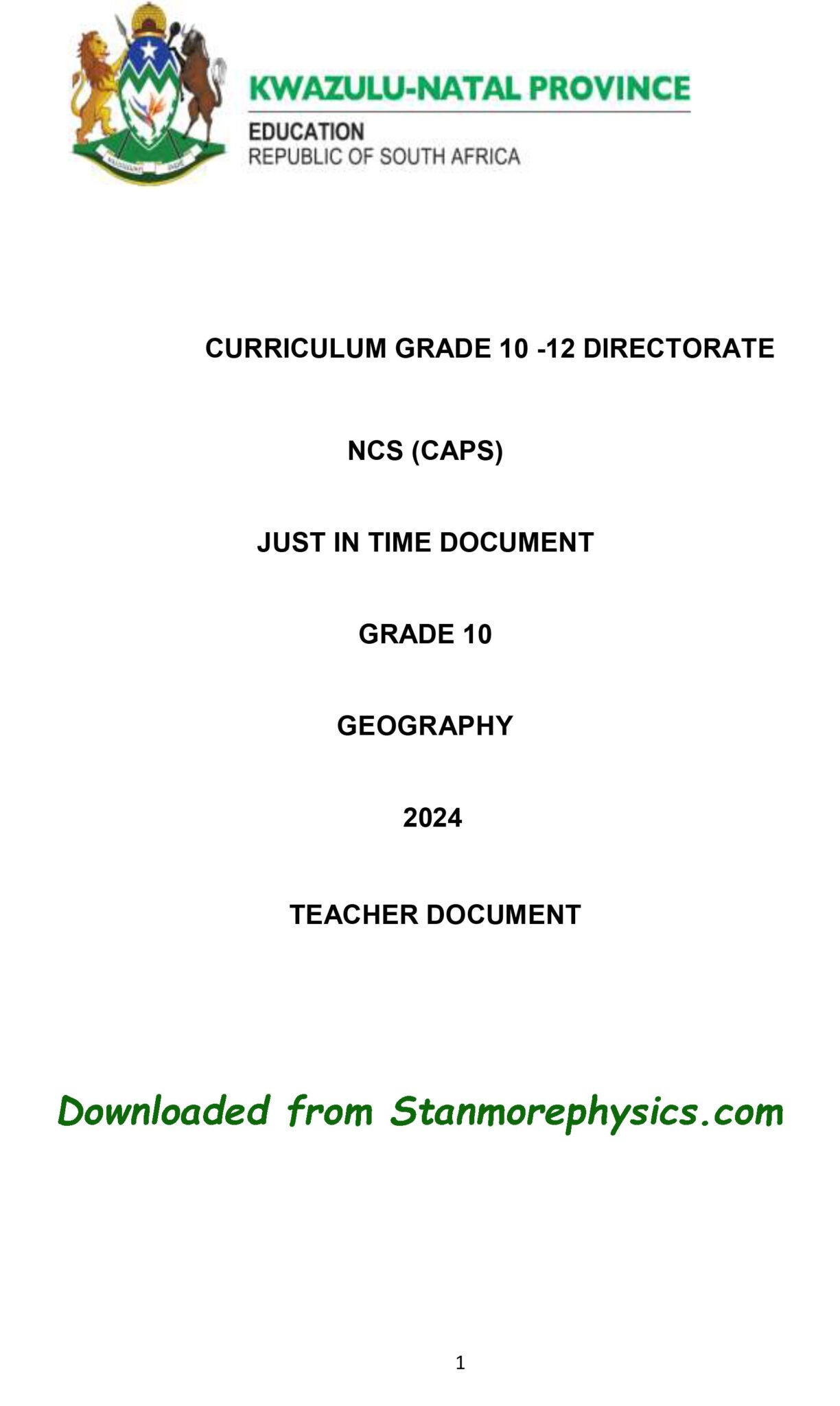 Geography exam papers and study material for grade 10
