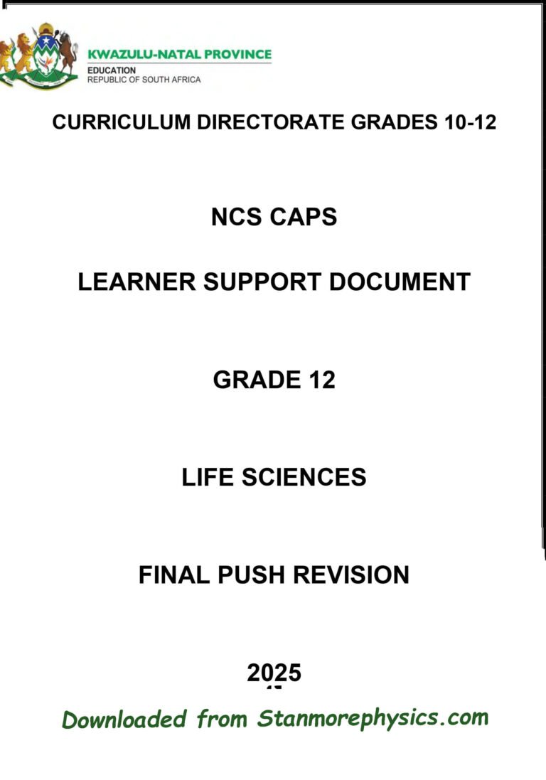 Life Sciences(Grade 12) - STANMORE SECONDARY