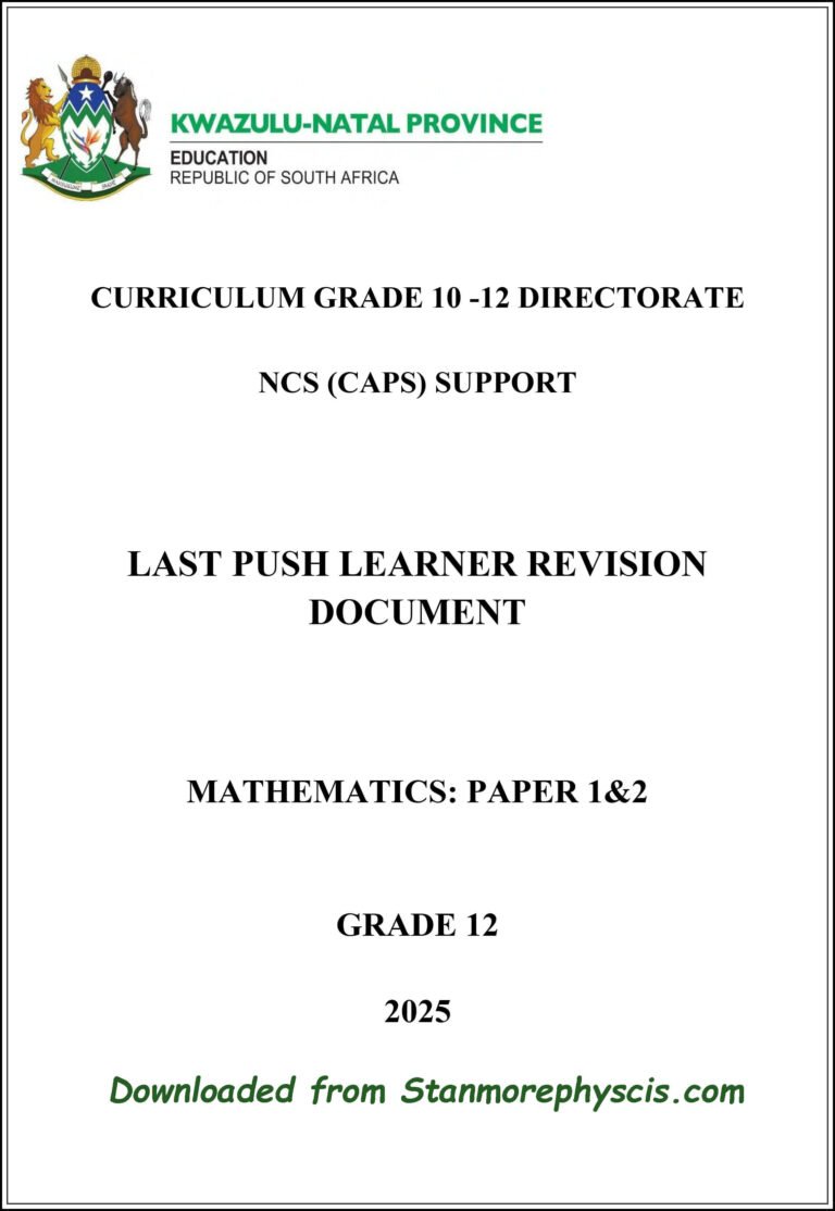 Maths study notes for grade 12. These Notes are for Papers 1 and 2