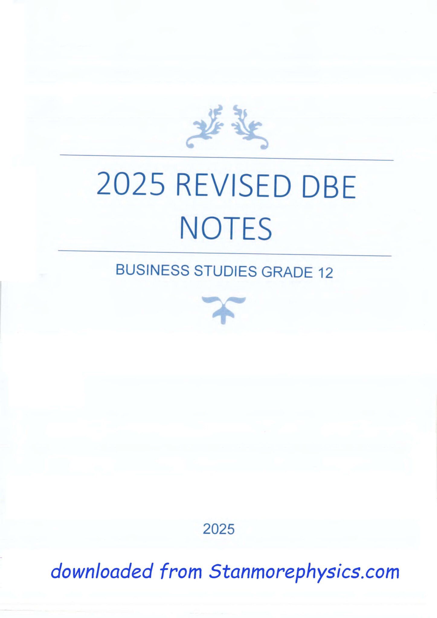 Business Studies study Notes for grade 12